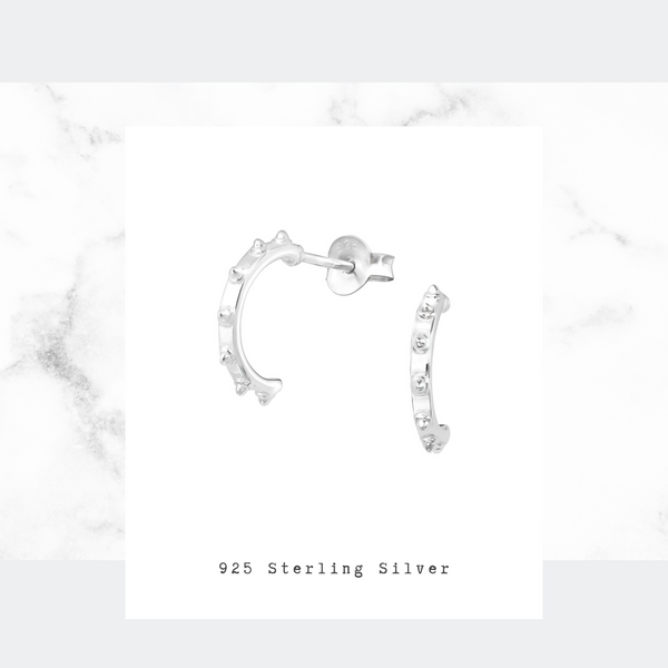 Silver Spike Hoop Earrings | Half Hoop Earrings | KookyTwo