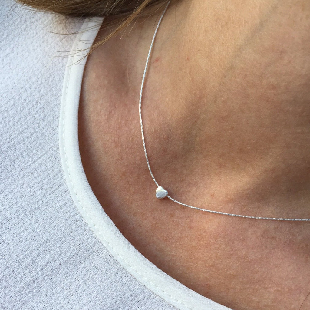 Silver Heart Necklace | Sterling Silver Tiny Heart Necklace | KookyTwo