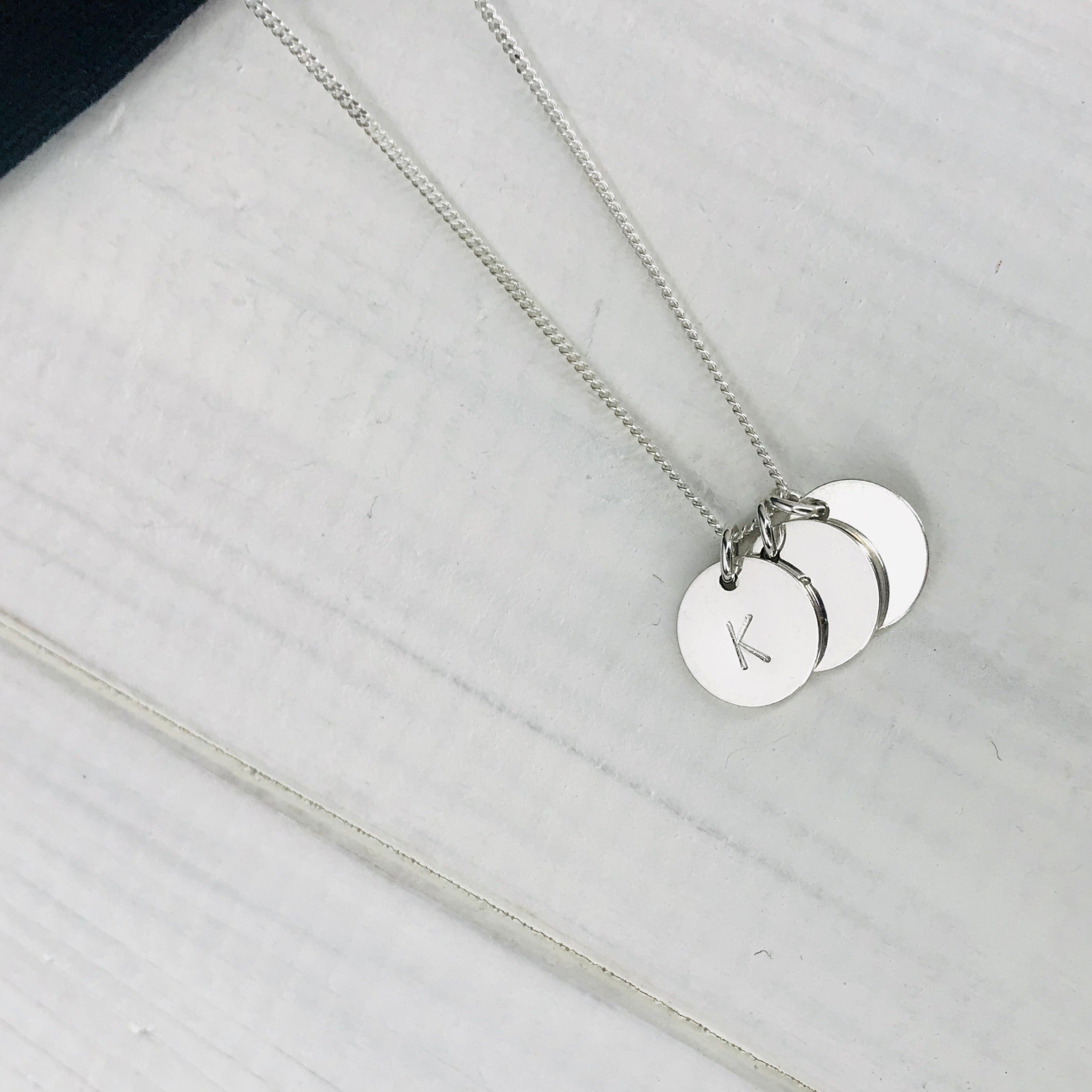 Silver Three Initial Personalised Disc Necklace