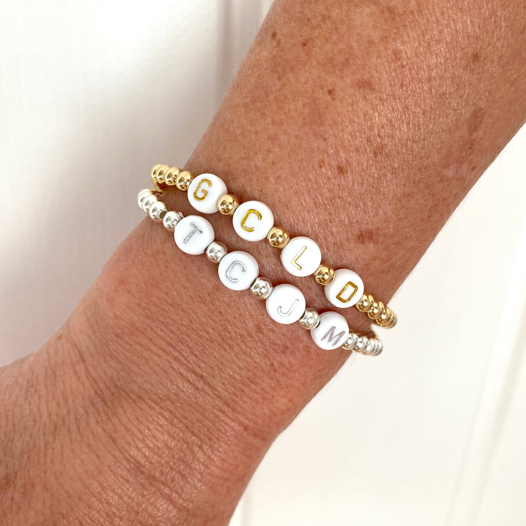 Beaded Initial Bracelets | Initial Bracelets | Custom Letter Bracelet ...