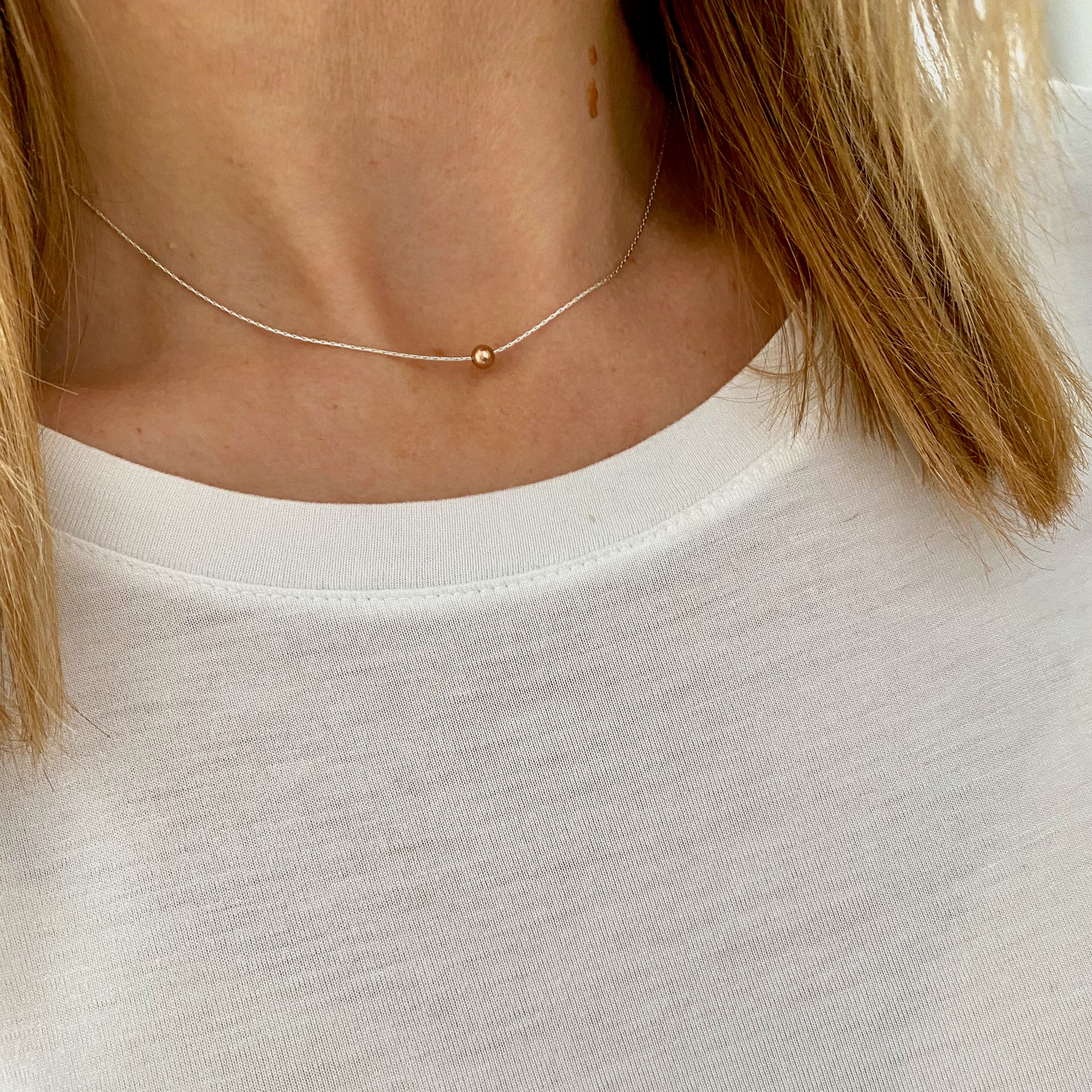 Rose gold bead necklace store