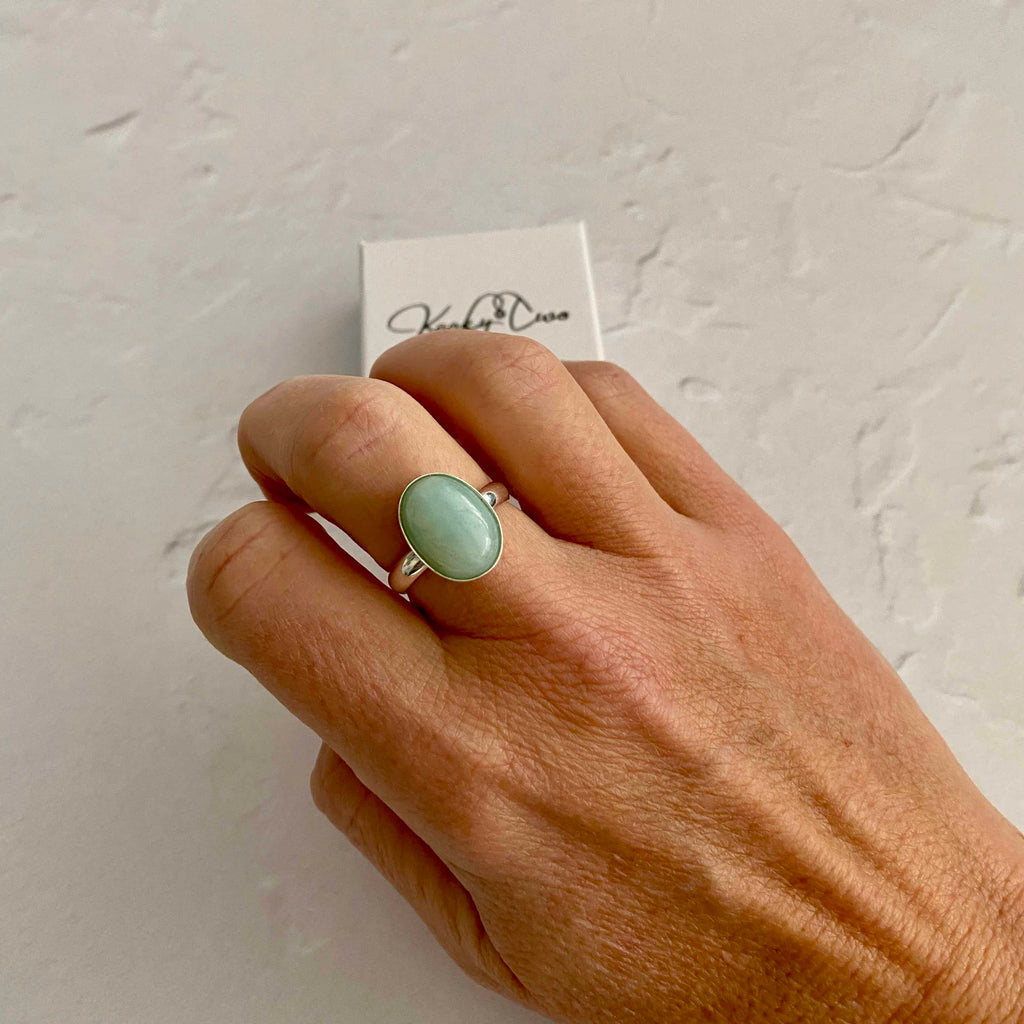 Amazonite Ring | Adjustable Ring Silver | Gemstone Ring | KookyTwo